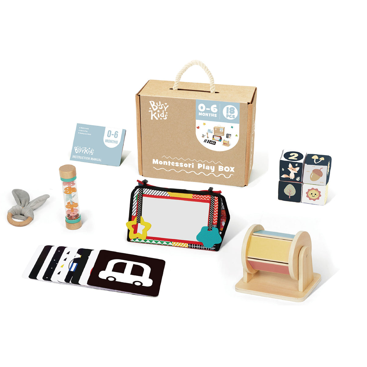 Box Giochi Montessori per bambini 0-6 mesi BusyKids – busy-kids.it