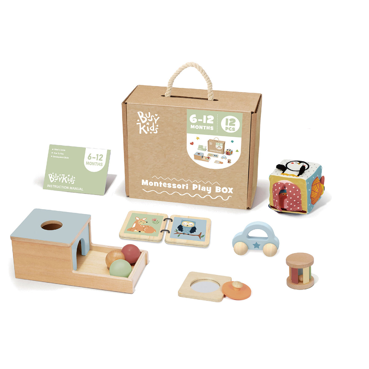 Box Giochi Montessori per bambini 6-12 mesi BusyKids – busy-kids.it